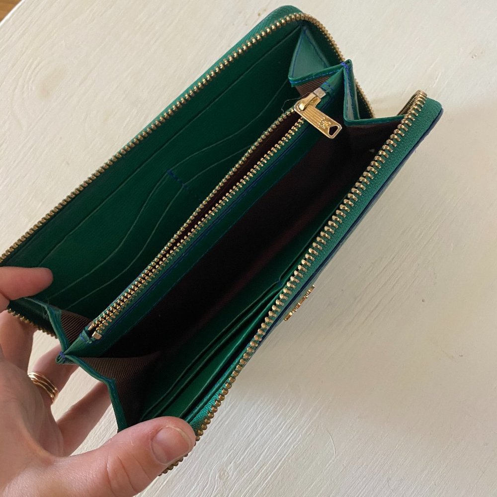 Lauren Ralph Lauren Emerald Green Tate Zip Wallet - Gem